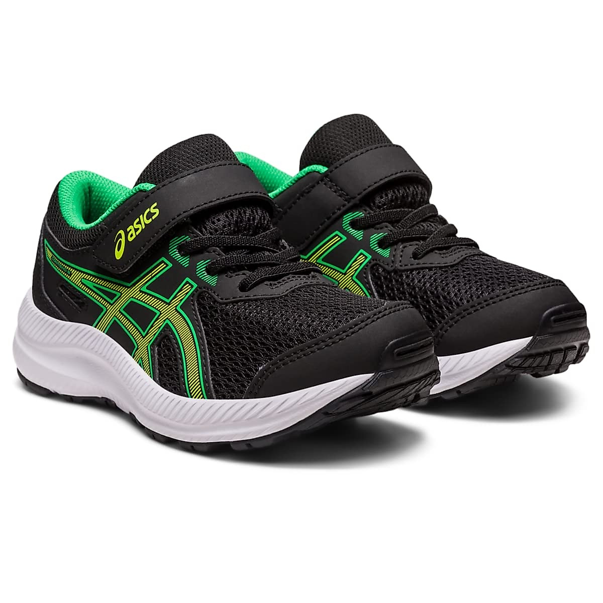 ASICS Kid's Contend 8 Pre-School Running Shoes, 2, Black/Lime Zest