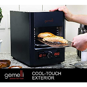 Gemelli Home™ Gourmet Steak Grille (1600 Watt), Steakhouse Quality, Infrared Ceramic Superheating Up to 1560 Degrees, Indoor Electric Infrared Grill and Sear Station, Stainless Steel Accessories