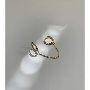 Unique Corn Chain Hoop Earrings, 14K Gold Plated Double Piercing Earrings Dainty Small Huggie Hoop Minimalist Chain Cuff Earrings for Women Jewelry Gift