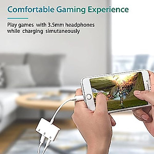 iPhone Microphone Adapter for Live-Streaming Lightning to Microphone & 3.5mm Headphone Adapter with Charging Port iPhone Audio & MIC Splitter Compatible with iPhone 14 13 12 11 SE X 8 7 Plug and Play