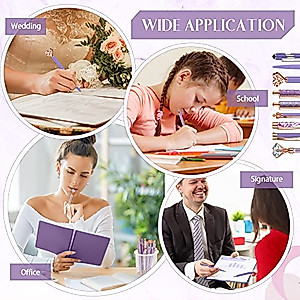 9 Pcs Ballpoint Pens Set Metal Crystal Diamond Pen Liquid Sand Glitter Pen for Journaling Black Ink Pretty Cute Pens Fancy Pens Gifts for Women Girls Back to School Office Desk (Purple)