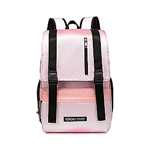 Robhomily Girls Backpack for Middle School 17 inch Large Capacity Lightweight School Backpack for Teens Girls with Waterproof Pink Gradient Color