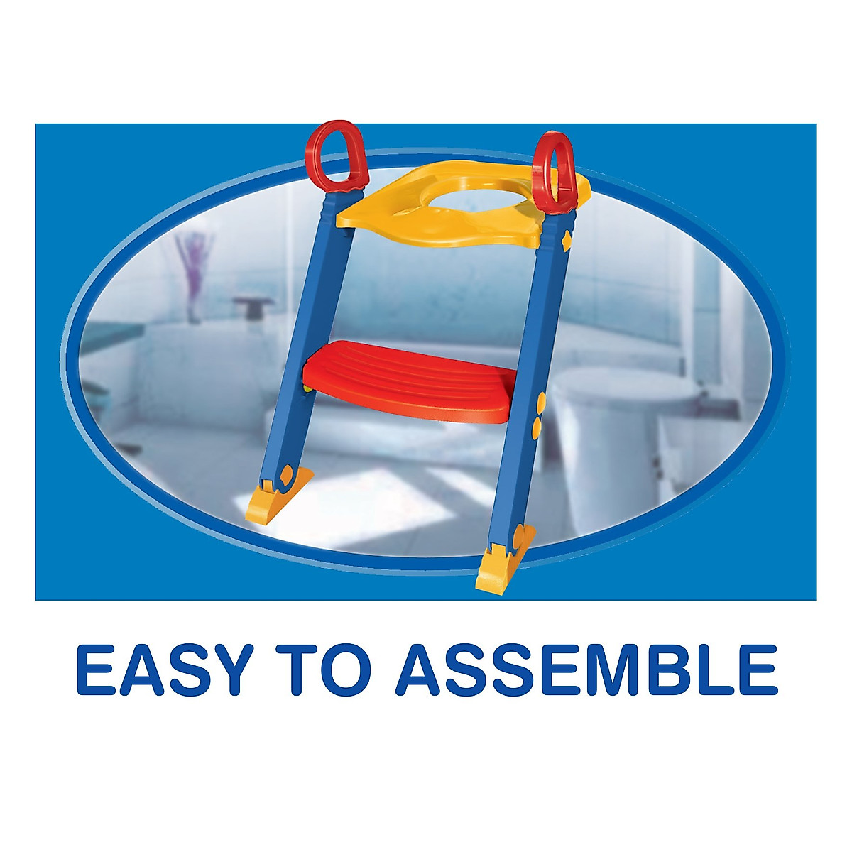 Chummie Joy 6 In 1 Portable Potty Training Ladder Step Up Seat For Boys And Girls With Anti-Skid Feet, Adjustable Steps, Comfortable Potty Seat And Handrail,Multi-Color