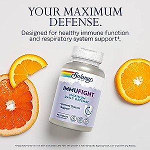 SOLARAY Immufight Maximum Daily Defense, All Day Immune Support, Vitamin C, Vitamin D, Zinc, Probiotics, Monolaurin, Acerola & More, Vegan & Gluten Free, 60 Day Guarantee, 30 Servings, 90 VegCaps
