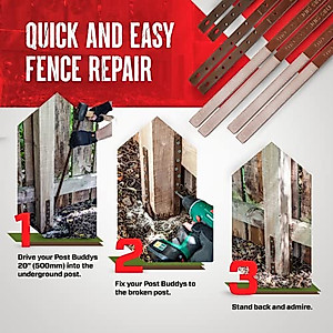 Post Buddy Pack of 8 Easy Fence Post Repair to fix 4 Broken Wood Posts, Fast and Easy to Install, Effective, Long-Lasting