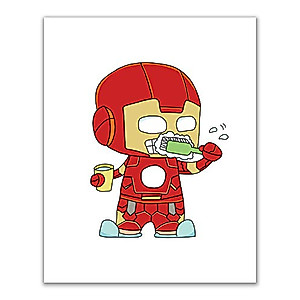 Iron Man Bathroom Photos- Set of 3 (8 inches x 10 inches) Tony Stark Poster Prints