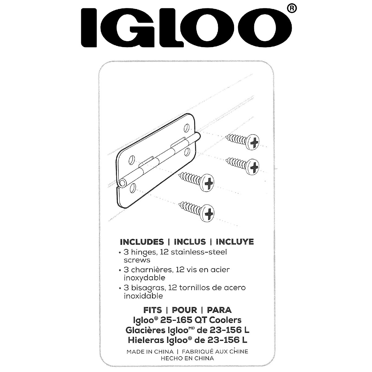 Igloo Cooler Heavy Duty Stainless Steel Hinges for Ice Chests (Set of 3)