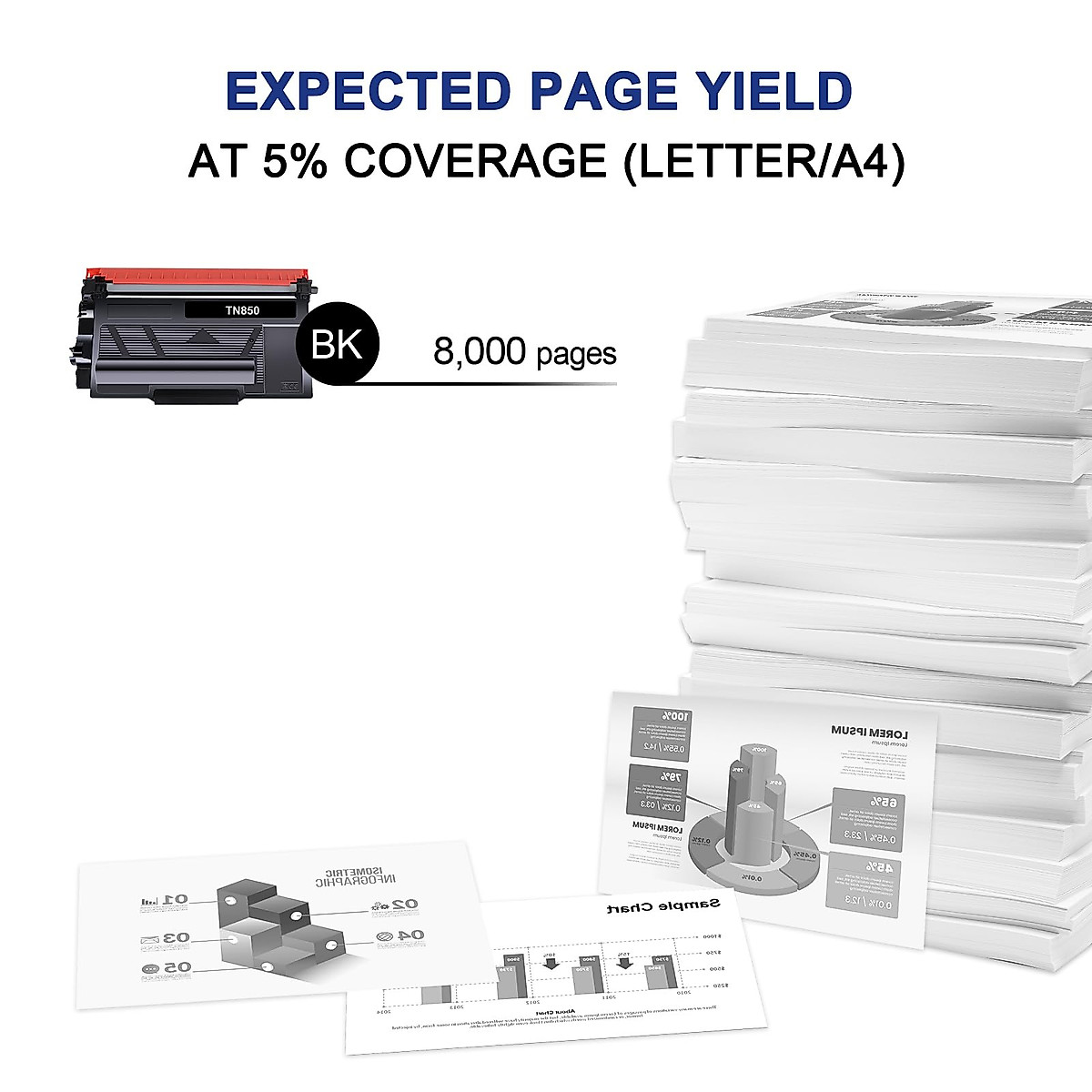 Toner Bank Compatible Toner Cartridge Replacement for Brother TN850 TN820 TN 850 TN-850 TN-820 HL-L6200DW MFC-L5850DW MFC-L5700DW HL-L5200DW MFC-L5900DW High Yield Printer New Version 2-Pack