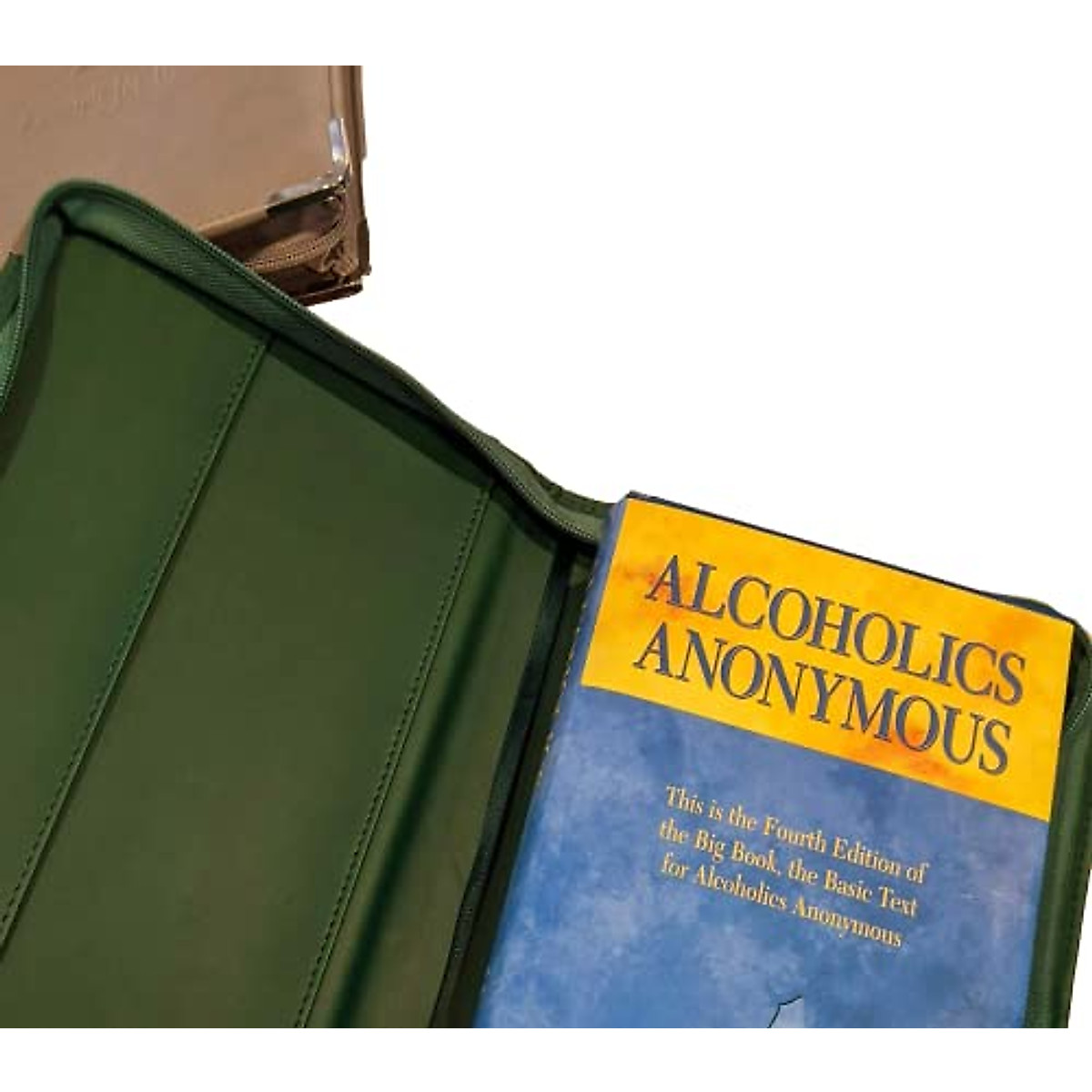 Green AA Bookcover with Big Book of Alcoholics Anonymous Included You Get Both