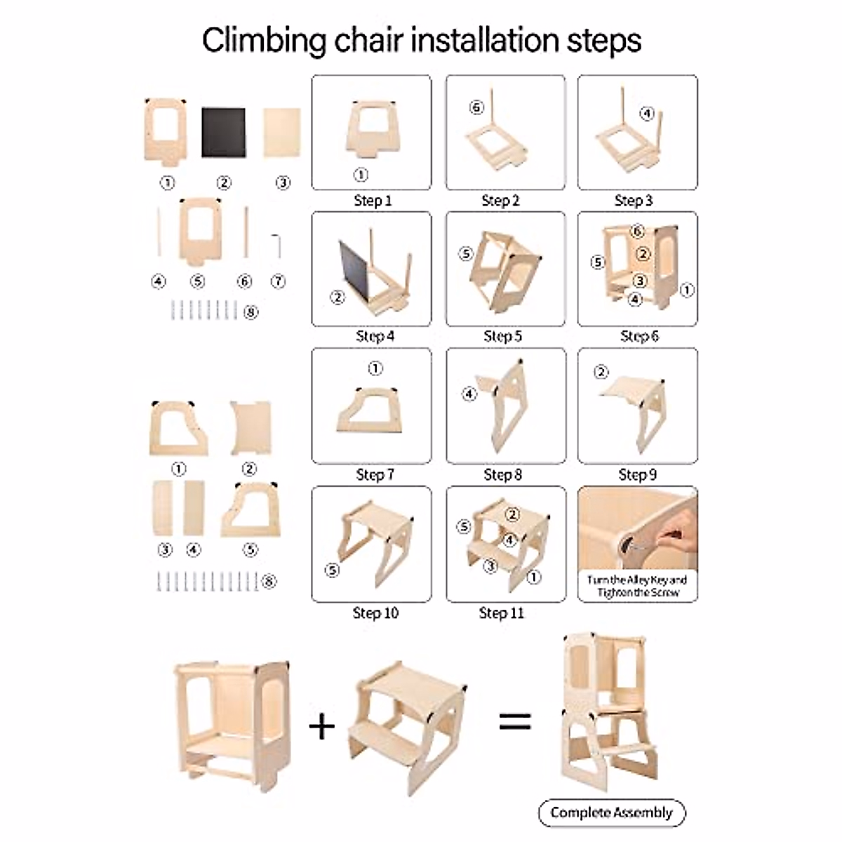 Toddler Kitchen Tower Step Stool Helper with Chalkboard Safety Rail | Kids Counter Stool | Wooden Standing Tower for Toddlers to be Mama’s Kitchen Helper