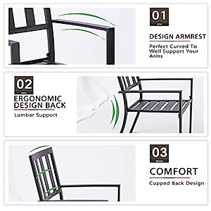 SAILARY Stackable Patio Dining Chairs, Outdoor Metal Chairs with Armrest Support 325lbs, Set of 4…