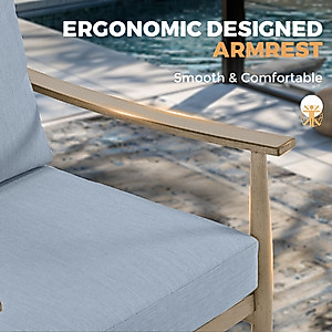 HAPPATIO Patio Outdoor Furniture Set - 4 Piece Aluminum Patio Conversation Set with 1 Coffee Table, 2 Armchairs and 1 Three-Seater Sofa, Aluminum Outdoor Furniture Set for Backyard Poolside(Brown)