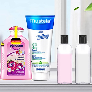 YICTEK 3.4 Oz Clear Empty Travel Bottles with Disc Cap 6 Pcs, 100ml TSA Transparent Plastic Travel Size Bottles and Refillable Travel Containers for Shampoo and Lotion