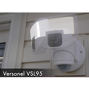 Outdoor Motion Sensor Tracking Floodlight WiFi Security LED Light Camera (White) Versonel Nightwatcher VSL95 Robotic, 1080p, NO Monthly Fees, Free App, Alexa, Google Assistant, Smart Things, 32GB SD