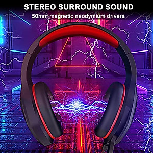 targeal Gaming Headset with Microphone - for PC, PS4, PS5, Switch, Xbox One, Xbox Series X|S - 3.5mm Jack Gamer Headphone with Noise Canceling Mic - Black&Red