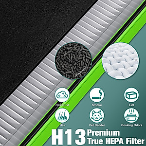 EGR AER1 Filter Replacement for Holmes, HAPF300AH Remover True HEPA Filter Compatible with Holmes Air Purifier HAPF300AH-U4R, HAP242-NUC (4 True HEPA + 8 Pre Filter)