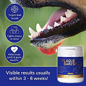 Plaque Banish 100% Natural Plaque Off & Tartar Remover For Dogs & Cats | Freshen Breath For Dogs & Cats | 6.3oz (180g) | Support Healthy Gums & Promote Dental Health | Prevent Plaque & Tartar Build Up