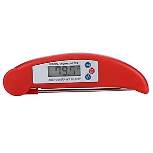 Digital Meat Thermometer, Portable Folding Food Thermometer, LCD Digital Instant Read Food Thermometer for Kitchen, Cooking, BBQ (Red)