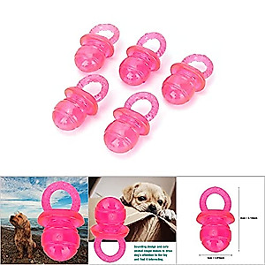 ZJchao Pet Dog Chew Toy, Latex Dog Toys, 5 pcs Set Pacifier Shaped Pet Dogs Teether Teething Sounding Interactive Chew Toy, Interactive Dental Care Toy for Medium Large Dogs (Red)
