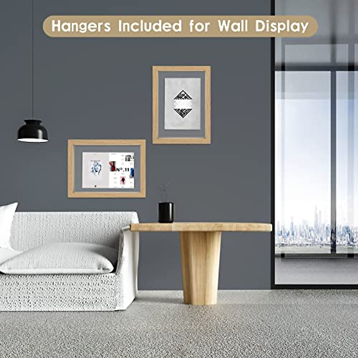 MUYE 5x7 Floating Frame Set of 2,Double Glass Rustic Photo Frame for Wall Hanging or Tabletop Standing,Also Display 4x6 or 3x5 Photo for Floating Effect,Natural