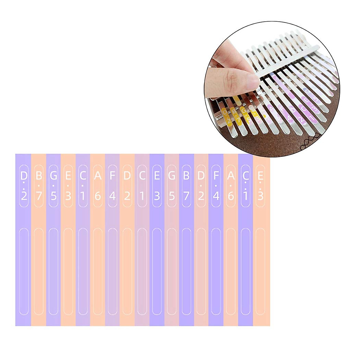 F Fityle Kalimba 17 Key Note Sticker Kalimba thumb piano note sticker for beginner learner musical gift. - Stripe