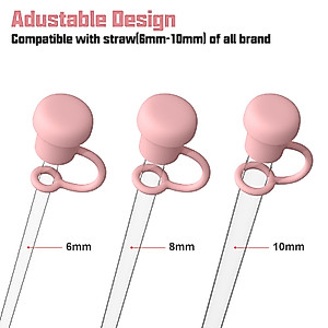Adjustable Straw Cover for All Brand of Stanley, Simple Modern, Yeti, Owala, Hydro Flask, Reduce, Maars, Meoky, MaxBase, Beast, Hydrapeak and so on, Diameter 6mm-10mm, BPA Free, Dishwasher safe