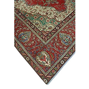 Noori Rug - Premium & Luxury Imported - Handmade Vintage Distressed Jayvee Rug - Red - Navy, 9'6" x 12'10" - Living Room - Dining Room - Bedroom