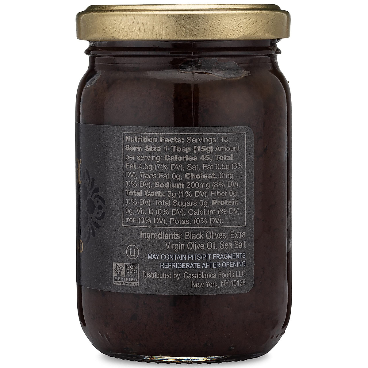 Mina Black Olive Spread, Gourmet Olive Tapenade, 7 oz (200g) - Premium Olive Spread made with Dry Cured Black Olives, Perfect for Appetizers, Dips, and More, Made with Moroccan Olives