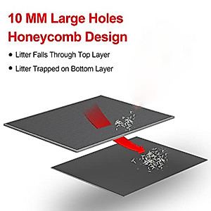 Waretary Cat Litter Mat, 30" X 24" Litter Trapping Mat, Double Layer Honeycomb Litter Box Mat, Urine & Waterproof Kitty Litter Mat, Scatter Control Easy Clean (Gray)