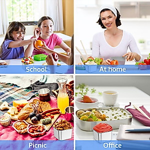 3Pack Stainless Steel Snack Containers 6oz Snack Box Container Leakproof Stainless Steel Snack Cups with Silicone Lids Portable Snack Containers Stackable Freezer Dishwasher Safe for Daycare School