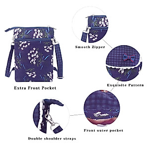 LassZone Canvas Crossbody Bag For Women Small Cellphone Purse Wallet Cute Floral Shouler Bag Handbag with Multi Pocket