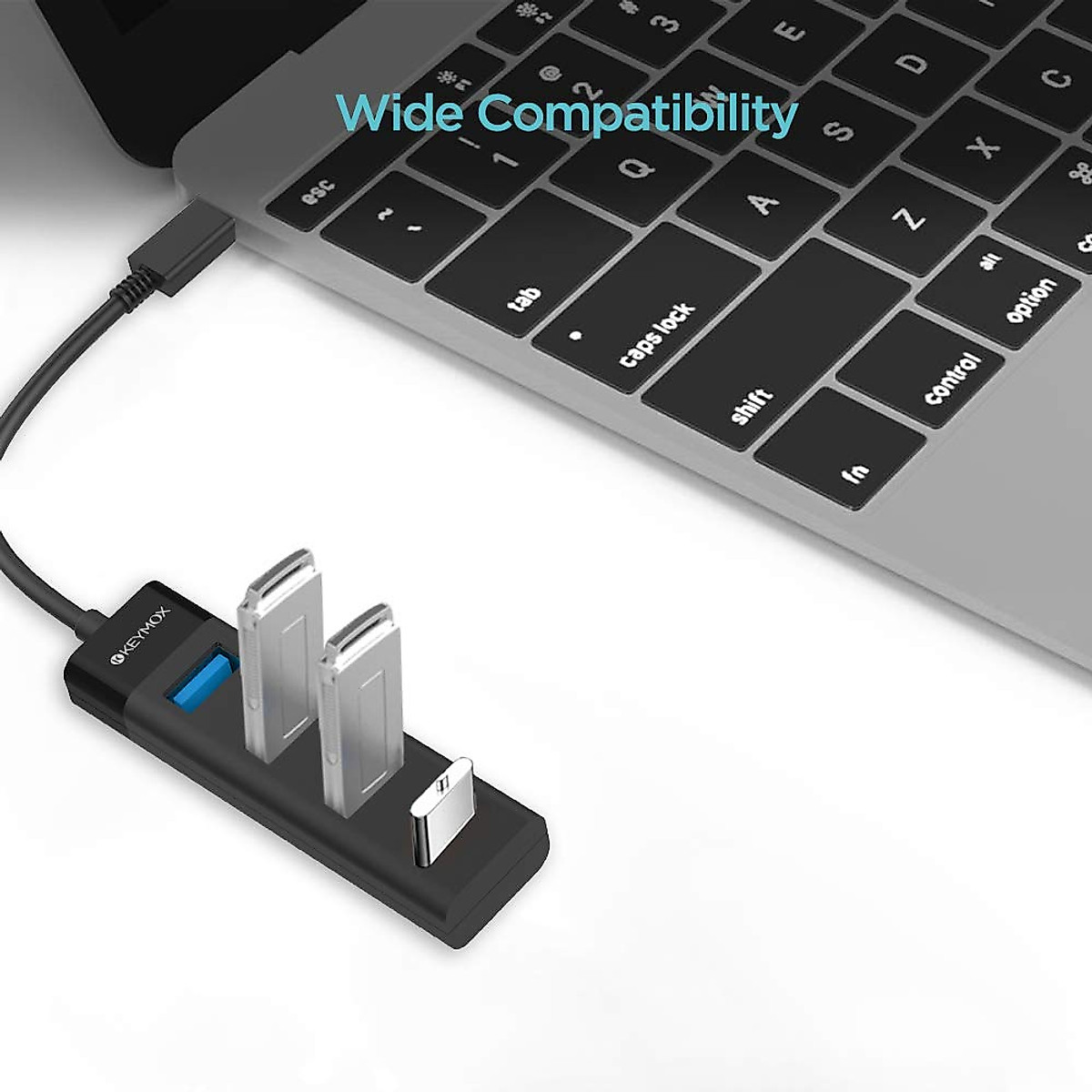 4-Port USB C Hub, KEYMOX Compact Size Type C Adapter with 4 USB 3.0 Ports USB Type C Hub for MacBook Pro 2019/2018/2017, Google Chromebook Pixelbook, XPS, Samsung S9/S8 and More USB Type C Devices