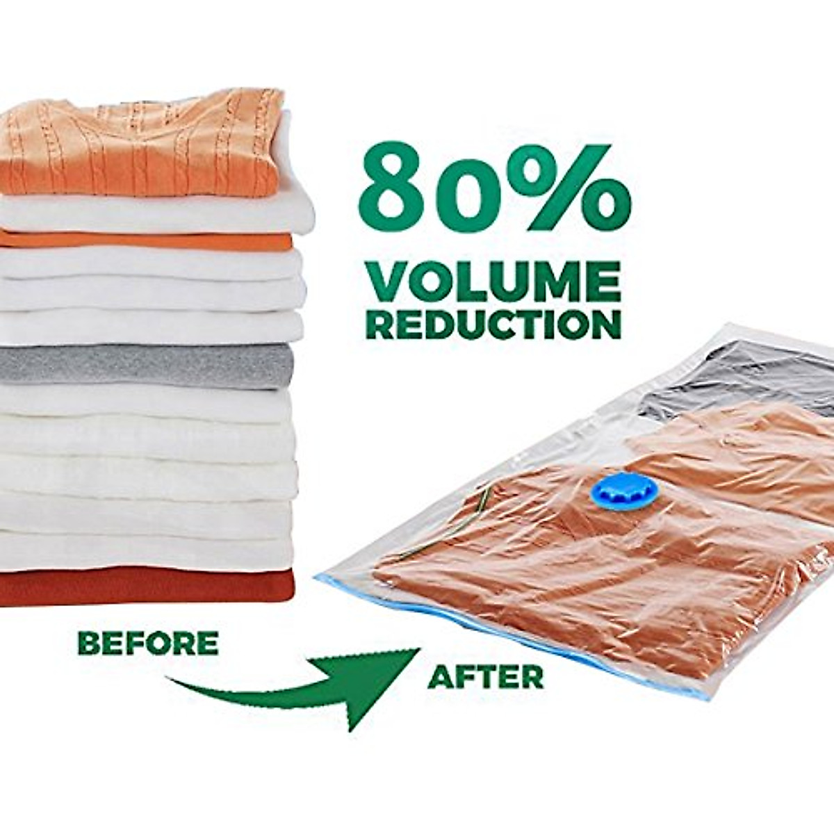 (2 x Extra Large, Large & Jumbo) Vacuum Storage Space Saver Compression Plastic Organizer Slider Sealable Bags Sealing for Clothes, Comforter, Garment, Clothing (Free Hand Pump for Travel) 6 Pack