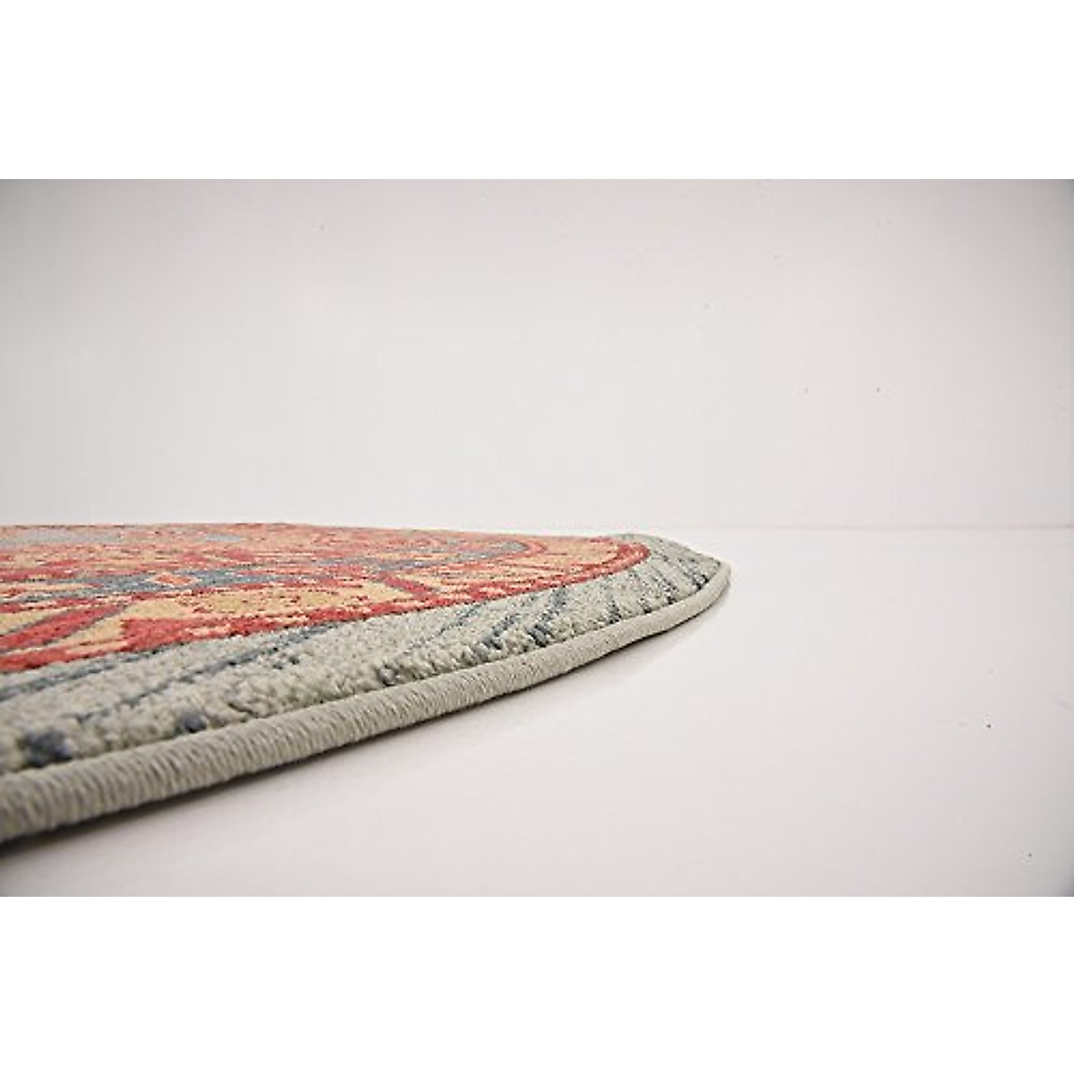 Unique Loom Sahand Collection Area Rug - Shapur (8' Round, Light Blue/ Light Brown)