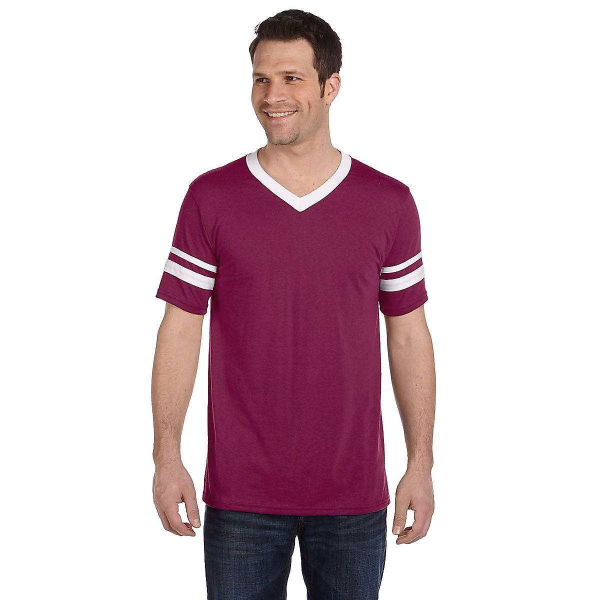 Augusta Sportswear Men's Sleeve Stripe Jersey, MAROON/WHITE, X-Large