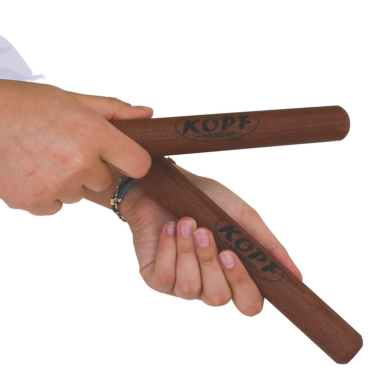 Professional Mahogany Wood Claves Musical Instrument | Set of 2 claves, size 8" X 1" | Smooth Finish | Solid Hardwood Percussion Instrument | Warm Musical Tone | Handmade in USA by Kopf Percussion