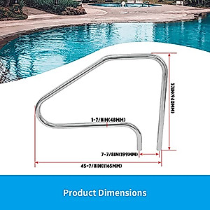 HECASA Pool Handrail Grab Rail Railing 37" Tall Swimming Pool Hand Rail Inground Pool Stair Rail Safety Rail Entry Rail Handle Pool Grab Ladder 304 Stainless Steel