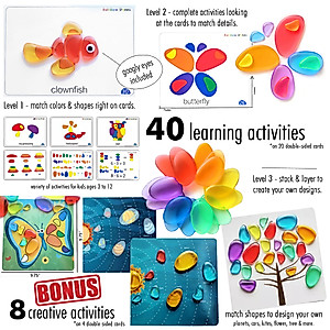 Acorn to Oak Rainbow Stones, 72 Stones 40+ Activities, Learning & Education Toys, Classroom Must Haves, Math manipulatives, Light Table manipulatives Educational Toys for Kids 5-7, Montessori Toys