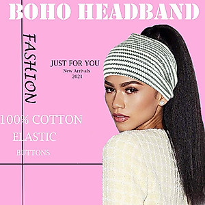 Efdagsad Boho Headbands for Women - African Knotted Bandeau, Elastic Sports Bohemian Head Wraps for Yoga