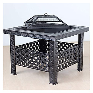 QHYXT Outdoor Fire Pit Garden Terrace Wood Burning Fire Pit Bowl Barbecue Table, Terrace Patio Lawn Backyard Barbecue Party Bonfire Outdoor Fireplace, 66cm
