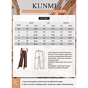 KUNMI Women's Wide Leg Pants Work Business Casual High Waisted Loose Dress Palazzo Flowy Trousers Black