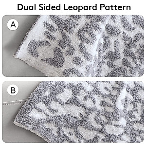 MH MYLUNE HOME Ultra Soft Micro Plush White Grey Leopard Blanket (51x63 inches) Warm Reversible Cheetah Blanket Leopard Pattern Throw for Couch Bed Sofa