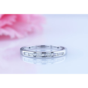 Dazzlingrock Collection 0.13 Carat (ctw) 14K Baguette Diamond Ladies Anniversary Wedding Band, White Gold, Size 7.5