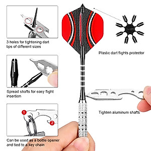 CyeeLife Soft tip Darts Set 18g,100 Extra Tips+Tool+12 Aluminum shafts with Rubber Rings+16 Flights 16 Flight Protectors,Professional Plastic Darts for Electronic Dartboard