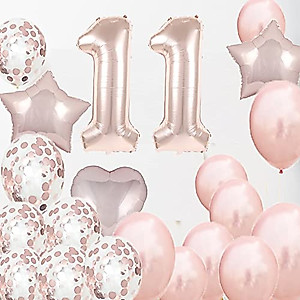 Sweet 11th Birthday Decorations Party Supplies,Rose Gold Number 11 Balloons,11th Foil Mylar Balloons Latex Balloon Decoration,Great 11th Birthday Gifts for Girls,Women,Men,Photo Props