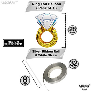 KatchOn, Giant 40 Inch Bride Balloons Silver - Diamond Ring Balloons, 28 Inch | Silver Bride Balloons Bachelorette Party Decorations | Bride Decorations for Wedding Day, Bridal Shower Decorations