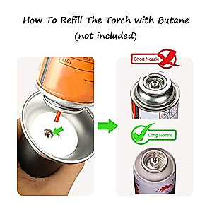 Blow Torch, Professional Kitchen Cooking Torch with Lock Adjustable Flame Refillable Mini Blow Torch Lighter for BBQ, Baking, Brulee Creme, Crafts and Soldering(Butane Gas Not Included)