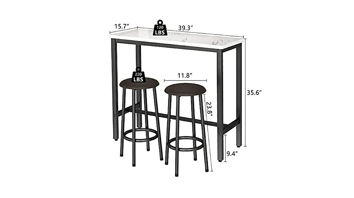 Hooseng 3-Piece Bar Table Set for Small Spaces