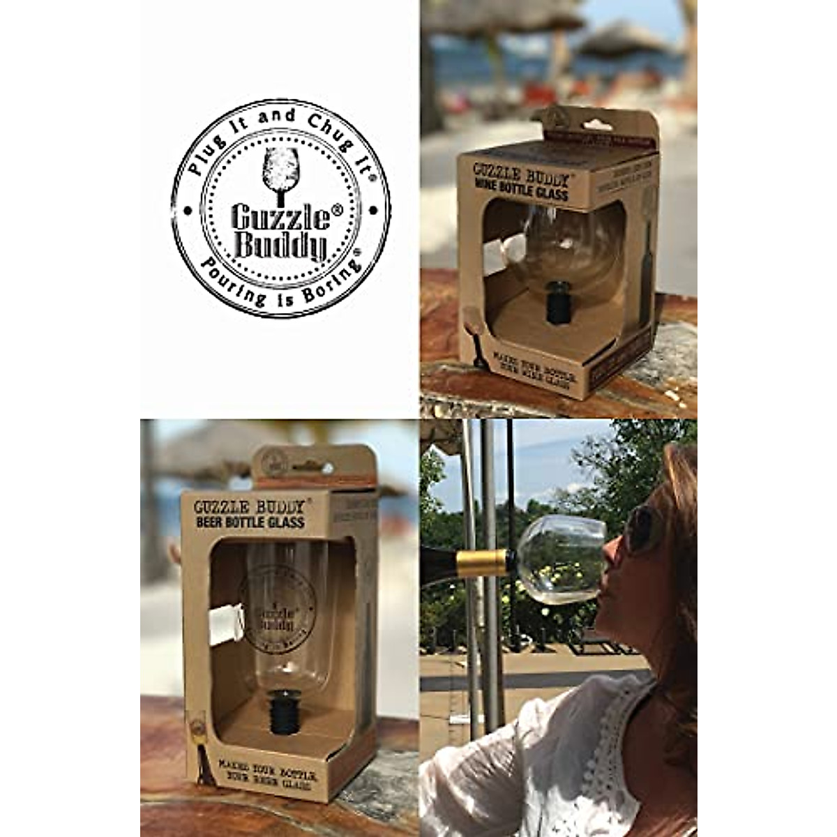 Guzzle Buddy Wine Bottle Glass, It Turns Your Bottle into Your Glass, Original As Seen on Shark Tank