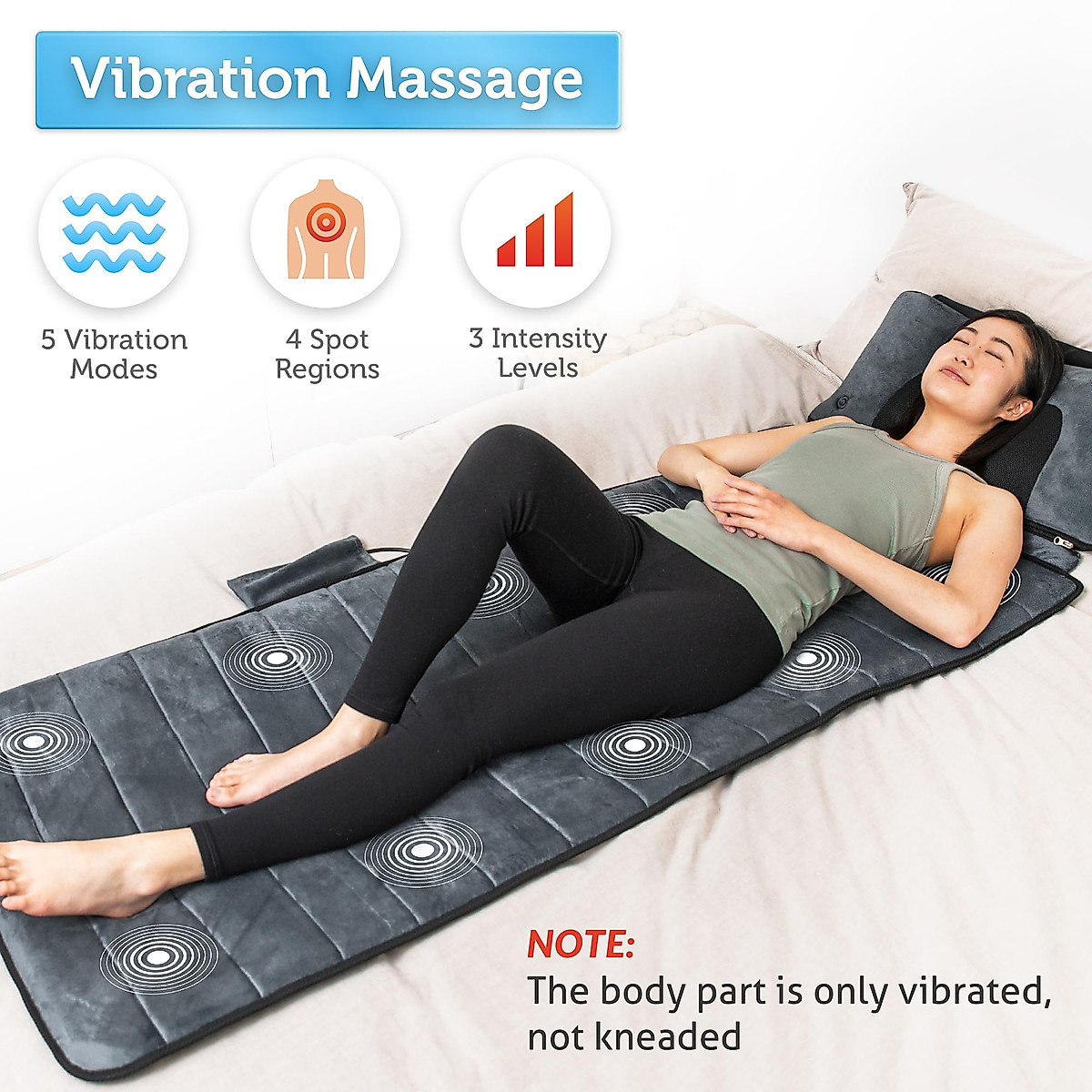COMFIER Full Body Massage Mat with Movable Neck Pillow, 10 Vibrating Motors & 4 Heating Pads, Back Massager, Father's Day Gifts for Dad Men